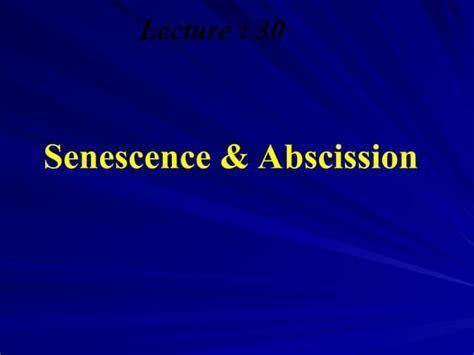 Lec 30 Senescene And Abscissionppt Ppt