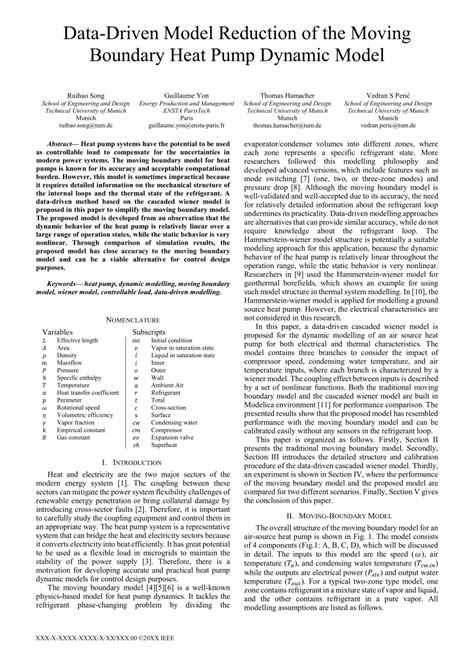 PDF Data Driven Model Reduction Of The Moving Boundary Heat Pump Dynamic Model