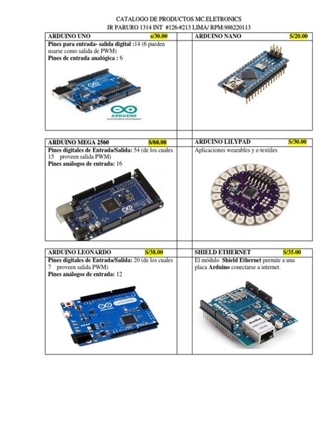 catalogo arduino pdf sensor bluetooth