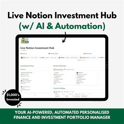 live notion investment hub w ai and automation for 14 99 by segdae