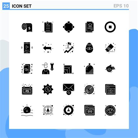 Pack Dicônes Vectorielles Stock De 25 Signes Et Symboles De Ligne Pour Le Cercle Dinterface De