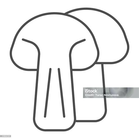버섯 얇은 선 아이콘입니다 비건 음식 벡터 그림 흰색에 격리 채식 주의 자 음식 개요 스타일 디자인 웹 및 응용 프로그램을 위해 설계 Eps 10 0명에 대한 스톡 벡터