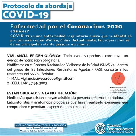 Protocolo De Abordaje Covid 19 Colegio Odontológico De La Provincia