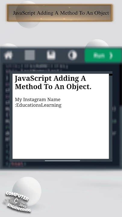 𝐉𝐚𝐯𝐚𝐒𝐜𝐫𝐢𝐩𝐭 𝐀𝐝𝐝𝐢𝐧𝐠 𝐀 𝐌𝐞𝐭𝐡𝐨𝐝 𝐓𝐨 𝐎𝐛𝐣𝐞𝐜𝐭 Javascript Adding Method Method Educationslearning