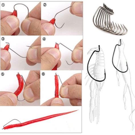 100 Pcs Fishing Hooks Worm Hook Carbon Steel Fishing Hook Big Bass