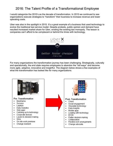 2016 The Employee Transformation Profile Pdf Business Business