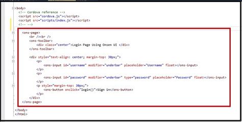 Developing Login Page In Onsen Ui Using Visual Studio