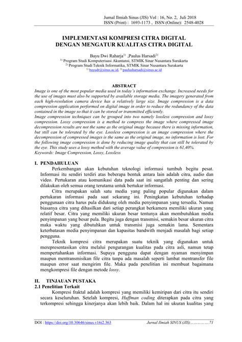 Analisis Perbandingan Kompresi Citra Mengunakan Algoritma Transformasi My Xxx Hot Girl