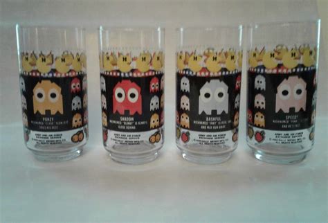 Pac Man Full Set Of 4 Glasses 1980 Army Air Force By Bally Midway Aafes Mint Euc 1942532173