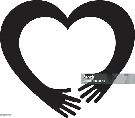 하트 아이콘의 채우기 모양으로 팔을 껴안고 있습니다 손을 잡거나 포옹을 합니다 우정을 포옹합니다 자원 봉사 보살핌 사랑의 상징 친구 관계 투명한 배경에 고립 된 사람들의