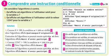 algorithmique et programmation comprendre une instruction conditionnelle exercice résolu