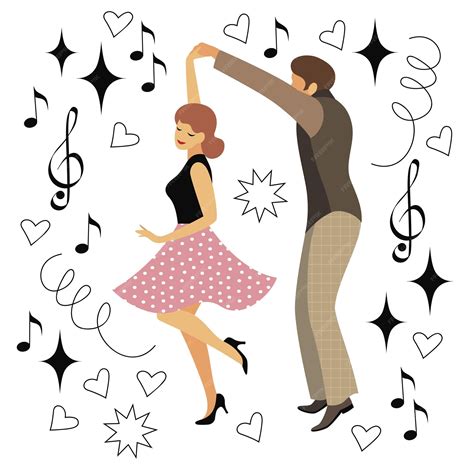 Premium Vector Retro Dancers Style Of The 50s