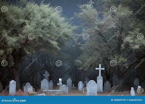 In The Moonlit Graveyard A Shadowy Figure In Tattered Rags Emerges