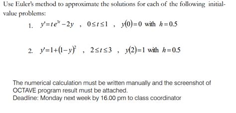 Solved Use Euler S Method To Approximate The Solutions For Chegg