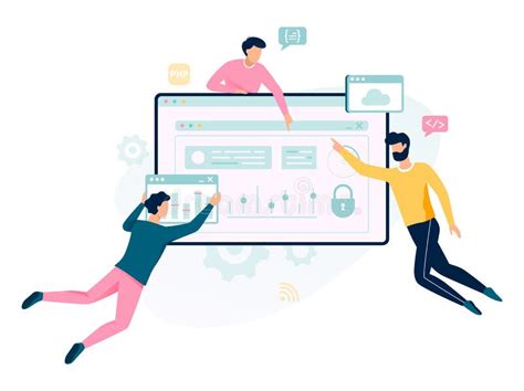 Programming Concept Idea Of Working On Computer Stock Vector