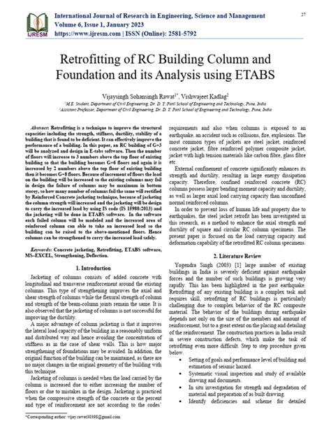 Retrofitting Of Rc Building Column And Download Free Pdf Reinforced Concrete Fibre