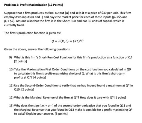 Solved Suppose That A Firm Produces Its Final Output Q And Chegg