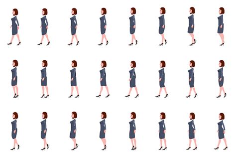 비즈니스 여자 여자 워크 사이클 애니메이션 스프라이트 개체 그룹에 대한 스톡 벡터 아트 및 기타 이미지 개체 그룹 걷기 경영자 Istock