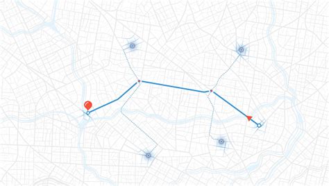 Gps Navigation System Displaying Multiple Markers And Pins Along Designated Route Abstract Urban