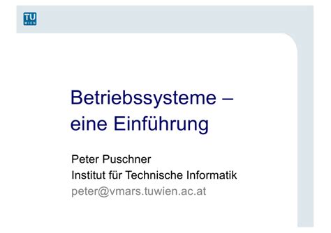 Betriebssysteme Einführung In Konzepte And Entwicklung