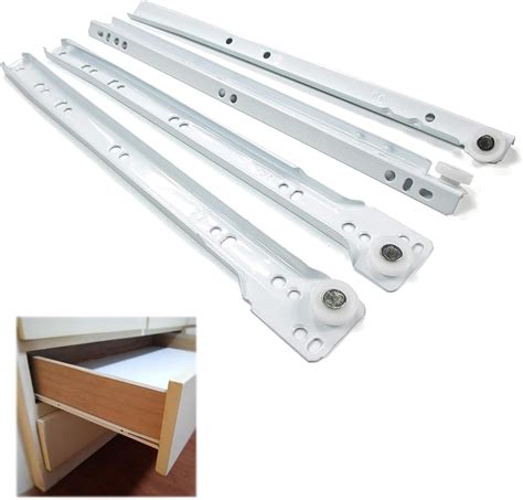 1 Pair Full Extension Drawer Slides White Metal Drawer