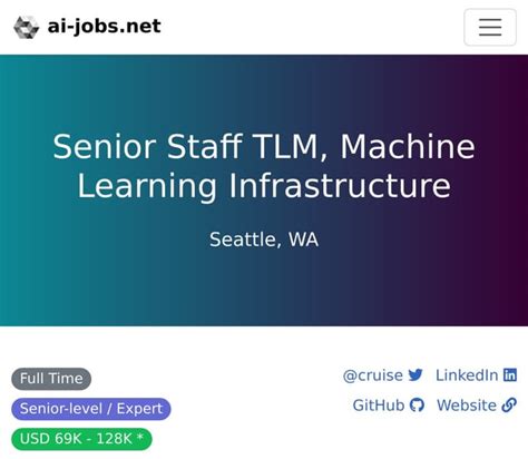 Hiring Senior Staff Tlm Machine Learning Infrastructure In Seattle