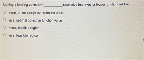 Solved Making A Binding Constraint ﻿restrictive Improves