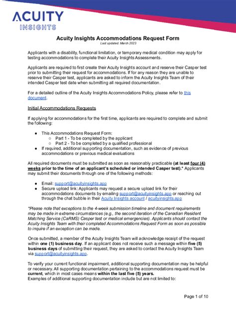 Fillable Online Acuity Insights Accommodations Request Form Fax Email