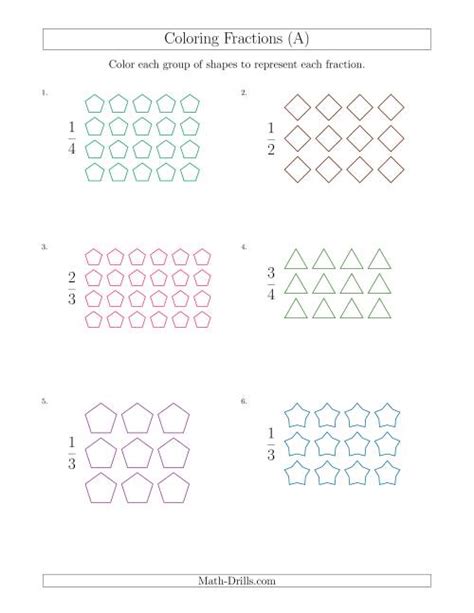 Worksheets Fraction Coloring