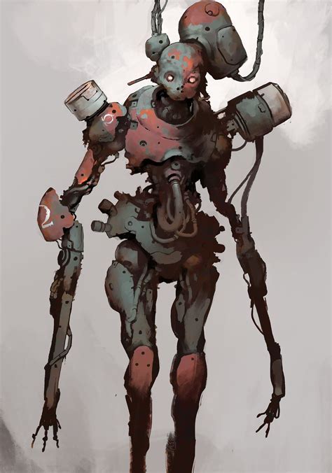 Artstation Junkyard Mech Guillaume Menuel Rpg Cyberpunk Cyberpunk
