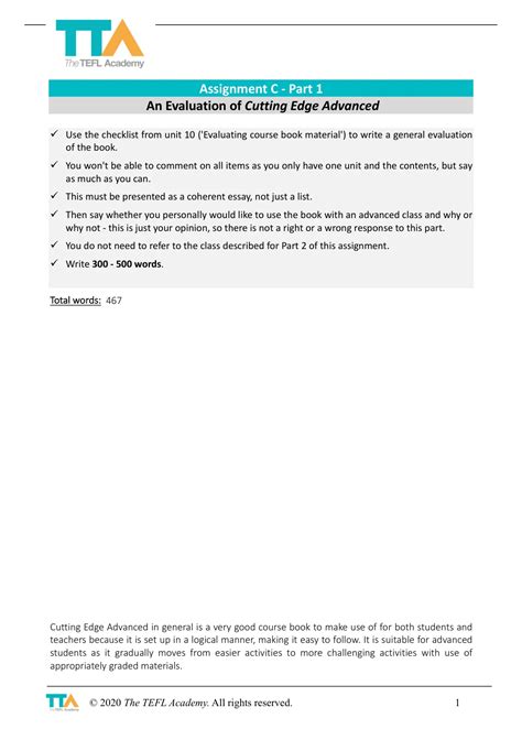 Tefl Academy Level 5 Assignment C Stuvia Sa
