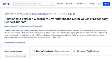 Relationship Between Classroom Environment And Moral Values Of