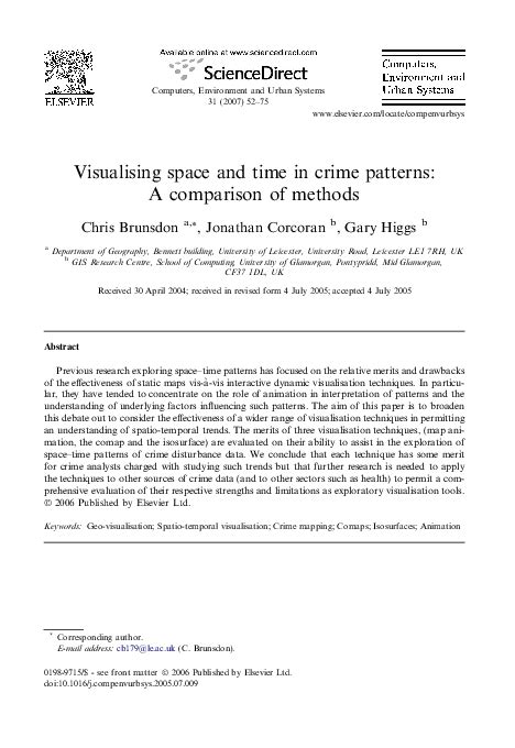 Pdf Visualising Space And Time In Crime Patterns A Comparison Of Methods