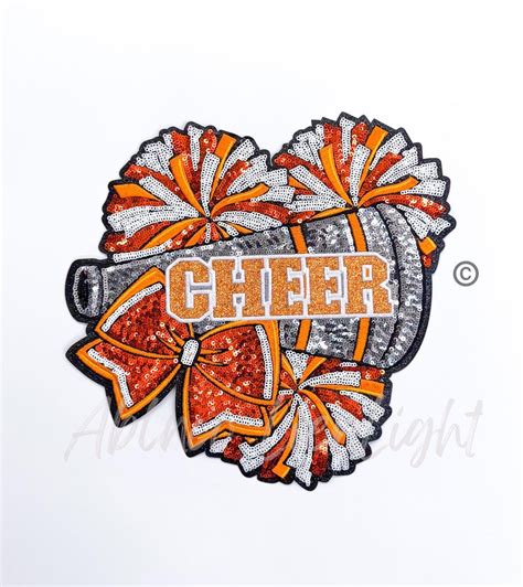 Cheer Patch Orange Cheer Patch Comp Day Patch Megaphone Patch Pom