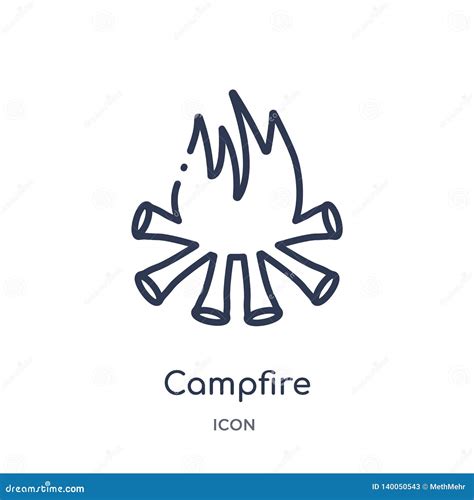 Linear Campfire Icon From Camping Outline Collection Thin Line Campfire Vector Isolated On