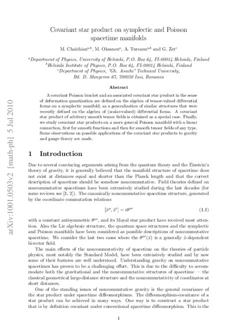 Pdf Covariant Star Product On Symplectic And Poisson Spacetime Manifolds