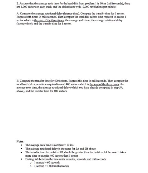 solved 2 assume that the average seek time for the hard disk from