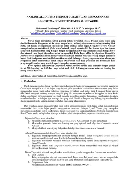 Analisis Algorithma Prediksi Curah Hujan Menggunakan Neural Network