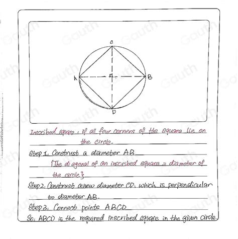 Solved For The Circle Below Construct An Inscribed Square Leave All Construction Marks Math