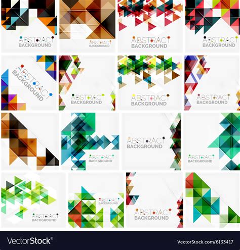 Set Of Triangle Geometric Abstract Backgrounds Vector Image