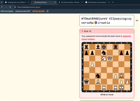 The Password Game Best Move In Algebraic Chess Notation Chess