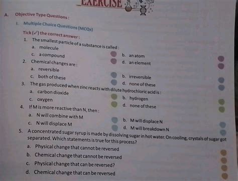 Objective Type Questions Multiple Choice Questions Mcqs Tick The C