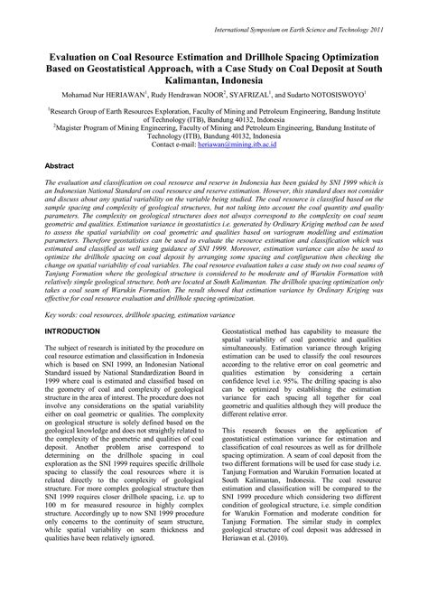 Evaluation On Coal Resource Estimation And Drillhole Spacing