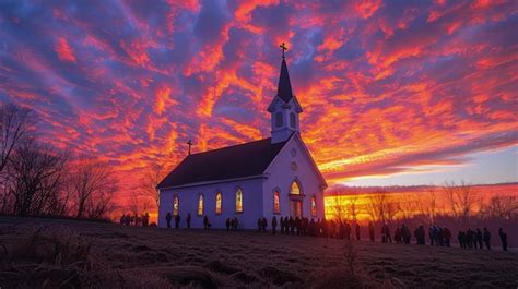 Premium Photo Group Of People Standing In Front Of A Church