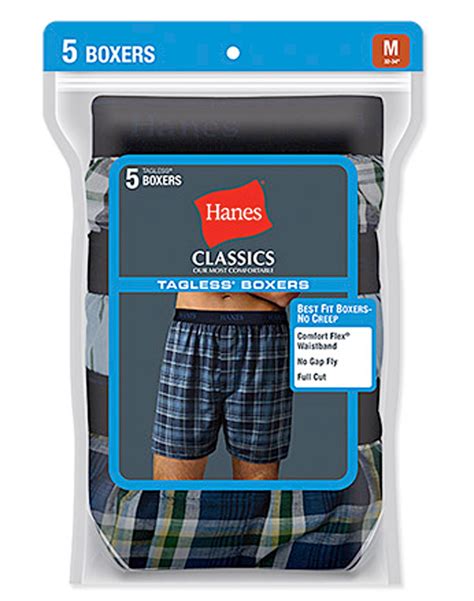 Hanes Mens 5 Pack Boxers Tagless Comfort Flex Waistband Cool Comfort Moisture Wicking S Xl