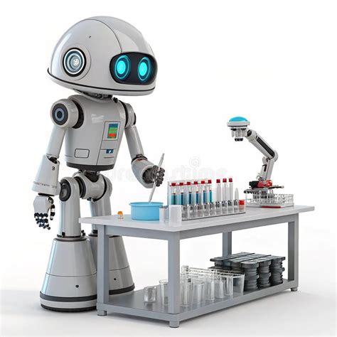 Futuristic Lab Assistant Robot Organizing Equipment Stock Illustration Illustration Of Science