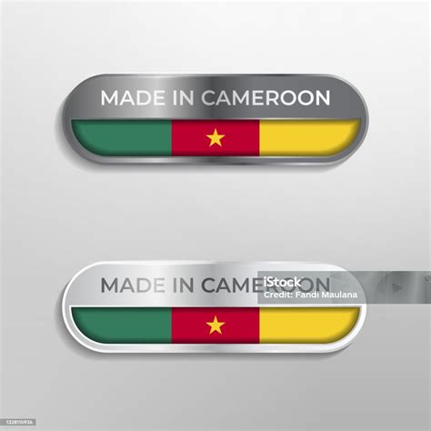 카메룬 라벨 심볼 또는 로고 럭셔리 글로시 그레이와 화이트 3d 일러스트레이션으로 제작 3차원 형태에 대한 스톡 벡터 아트 및 기타 이미지 3차원 형태 고급 국가