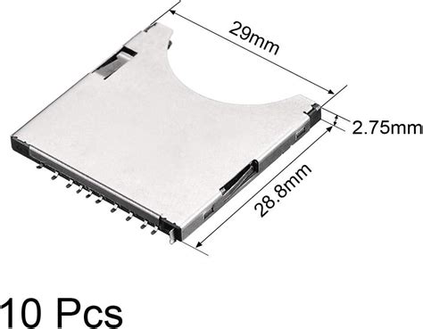 Uxcell SD Memory Card Socket Holder Spring Loaded Push Type Pin Pcs