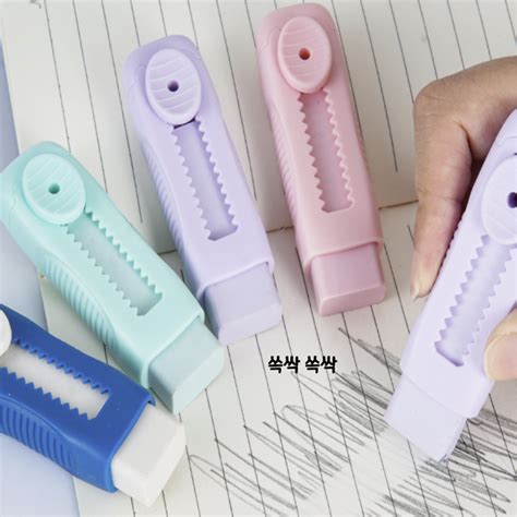[당일출고] 1 1 1 새학기 잘지워지는 지우개 슬라이딩 슬라이드 샤프식 커터칼 드로잉 그리기 필수템 신기한 특이한 친구선물 부드러운 필기용 미술용 얇은 아날로그 그립감좋은