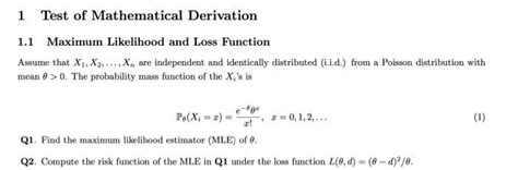 Solved 1 Test Of Mathematical Derivation 1 1 Maximum